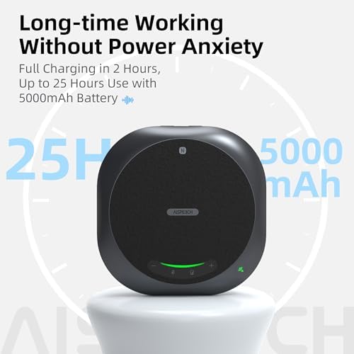 AISPEECH Bluetooth Conference Speakerphone M6 Conference Microphone with AI Noise Reduction AI ...