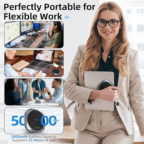 AISPEECH Bluetooth Conference Speakerphone M6 Conference Microphone with AI Noise Reduction AI ...