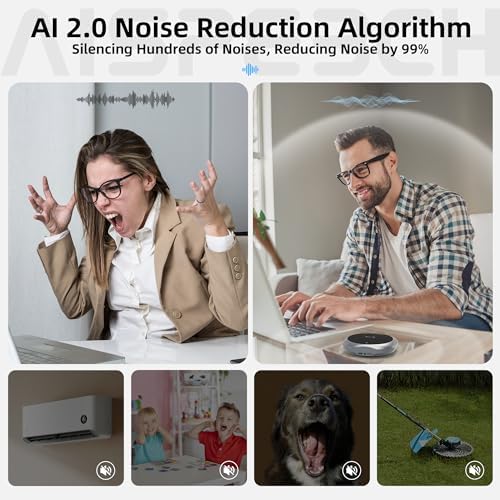 AISPEECH Bluetooth Conference Speakerphone M6 Conference Microphone with AI Noise Reduction AI ...